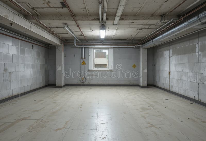 Empty Basement Room, Industrial Design. Stock Photo - Image of wall ...