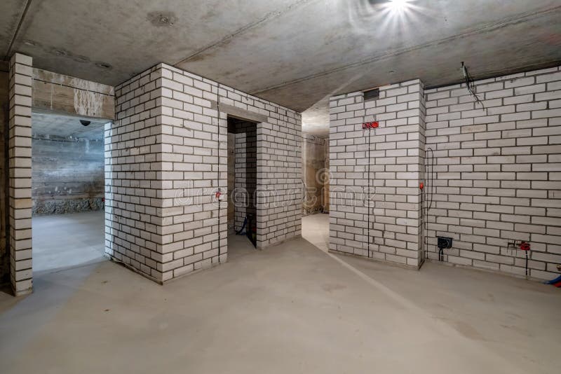 Empty Basement Room with Minimal Preparatory Repairs in Interior with ...