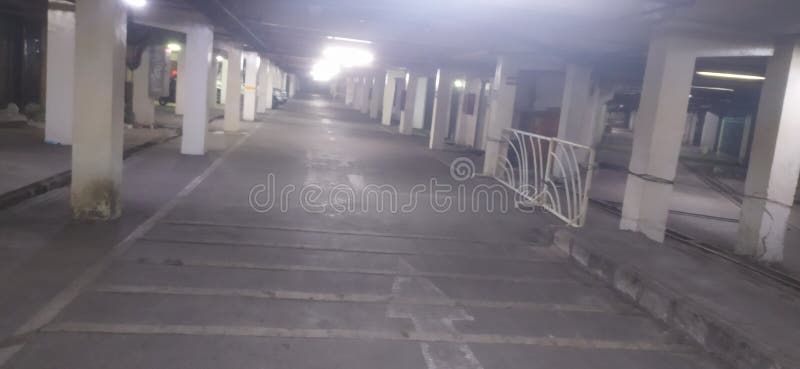 Empty Basementat the Night in Building of Mall Stock Photo - Image of ...