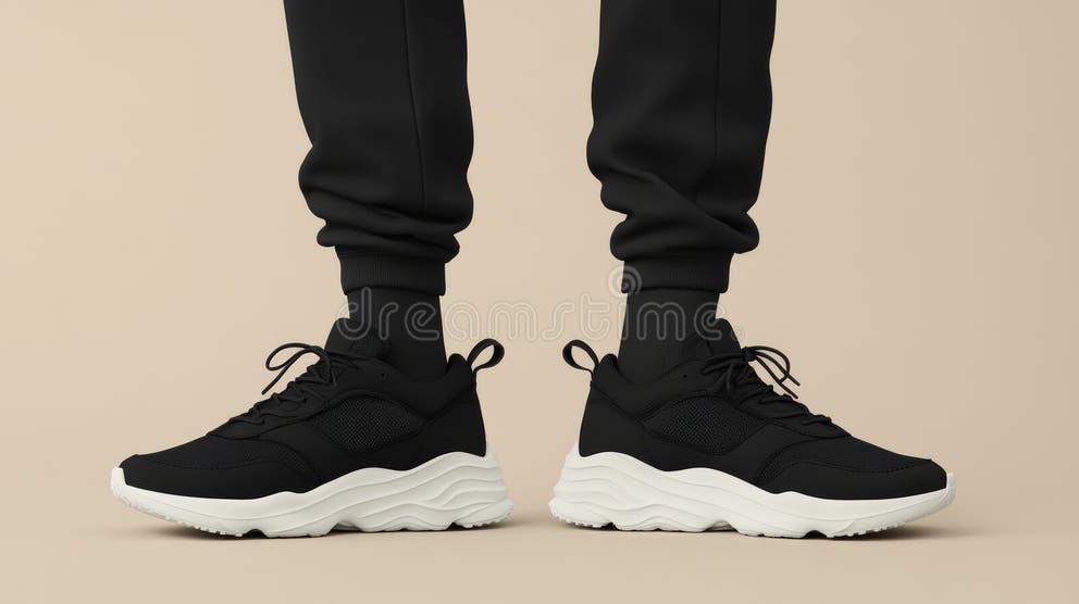 Empty Basic Black Men S Pants are Displayed in a 3D Rendering ...