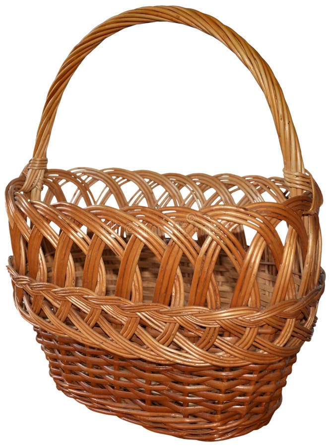Empty Wicker Basket with Handle on Transparent Background Stock Image ...