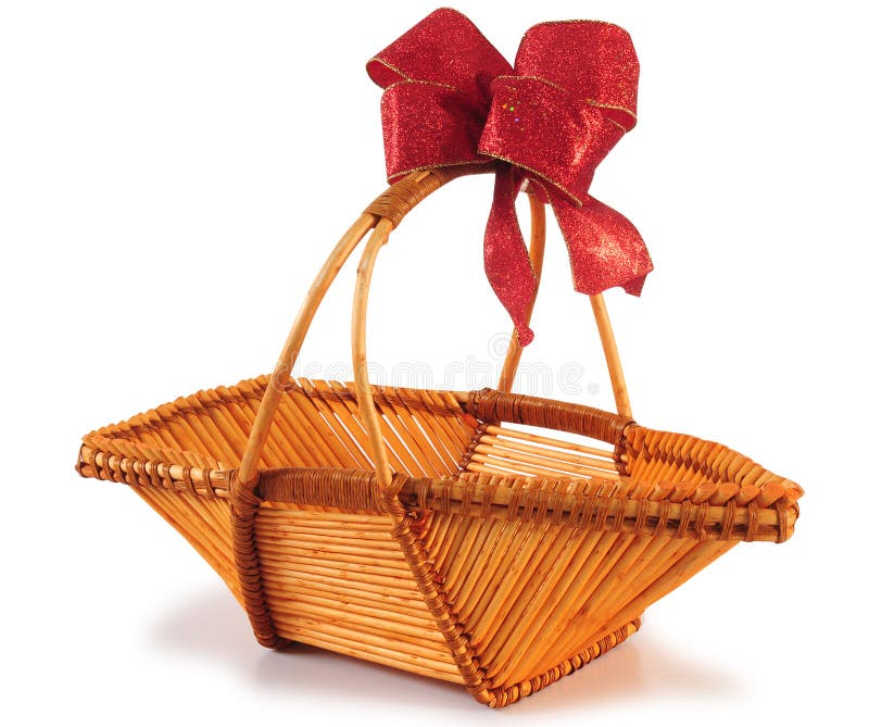 Empty Basket with Ribbon. Series..... Stock Image - Image of empty ...