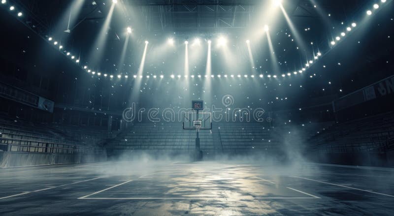 Empty Basketball Court in a Large Indoor Stadium Stock Photo - Image of ...