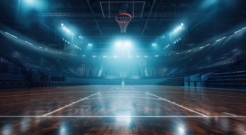 Empty Basketball Court in a Large Indoor Stadium Stock Photo - Image of ...