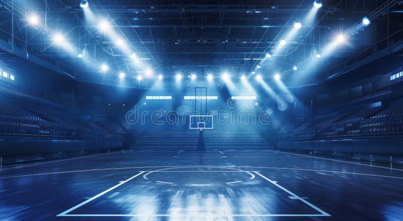 An Empty Basketball Arena Scene in Bright Light Stock Image - Image of ...