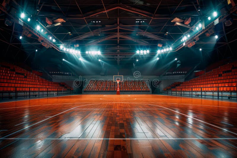 Empty Basketball Arena Stadium or Court Stock Photo - Image of night ...