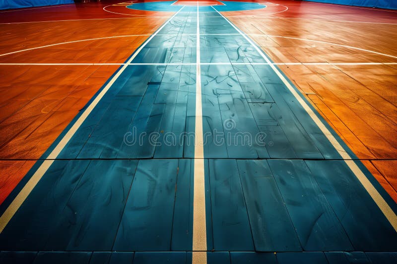 Empty Basketball Court in a Large Indoor Stadium Stock Photo - Image of ...