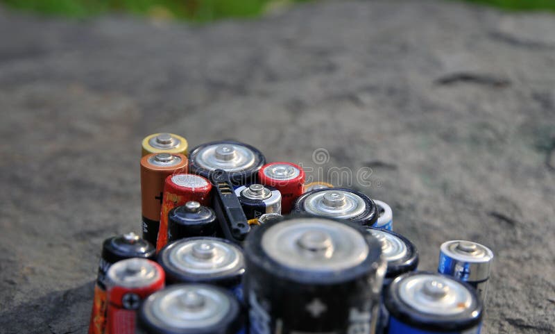 Empty Batteries Pollution Concept Stock Photo - Image of garbage ...