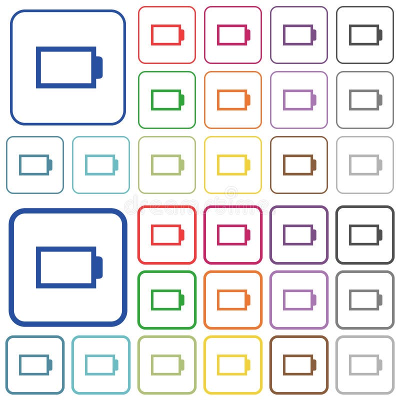 Empty Battery without Load Units Alternate Square Flat Icons Stock ...