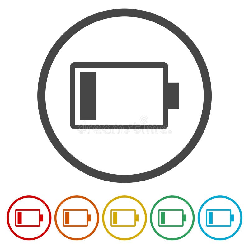 Empty Battery Icon, Circle Button, Vector Illustration Stock Vector ...