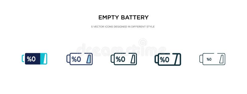 Empty Battery Icon in Different Style Vector Illustration. Two Colored ...
