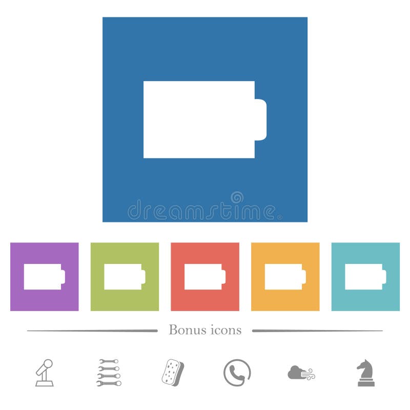 Empty Battery without Load Units Alternate Flat White Icons in Square ...