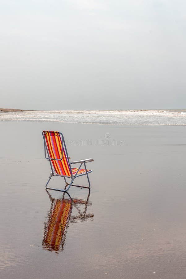 Empty Beach Chair on the Seashore. Summer Concept. Stock Image - Image ...