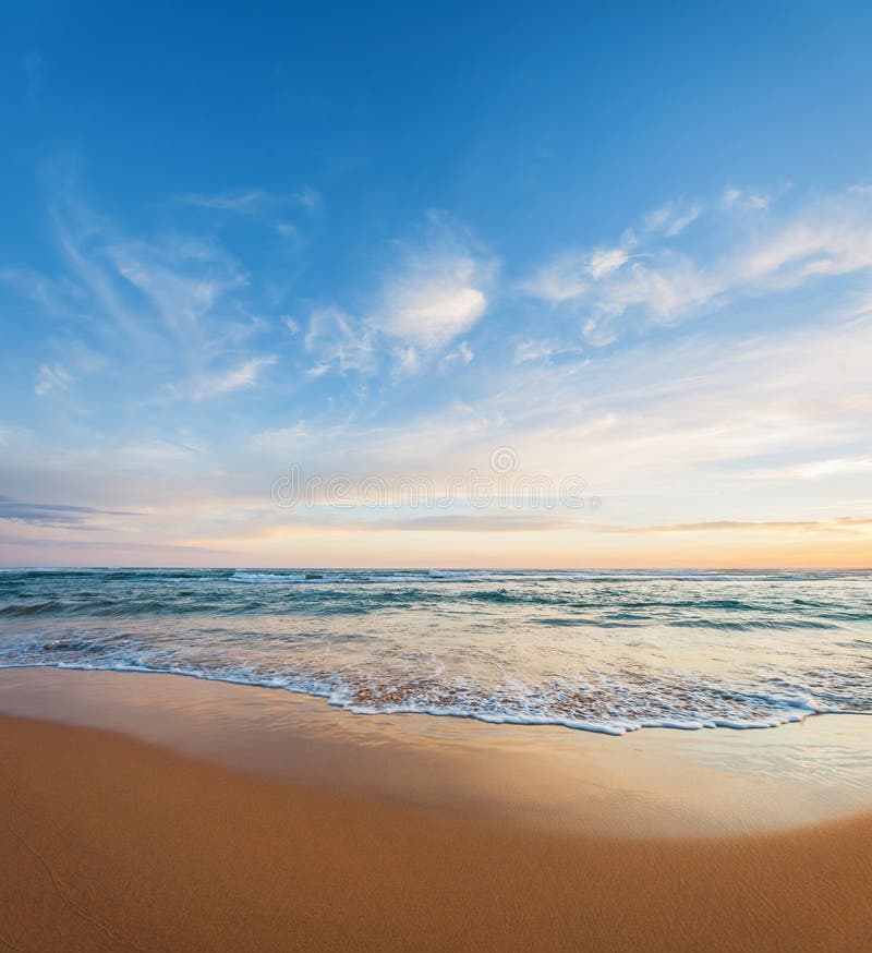 An Empty Beach at Dawn or Dusk Stock Image - Image of landscape, beach ...