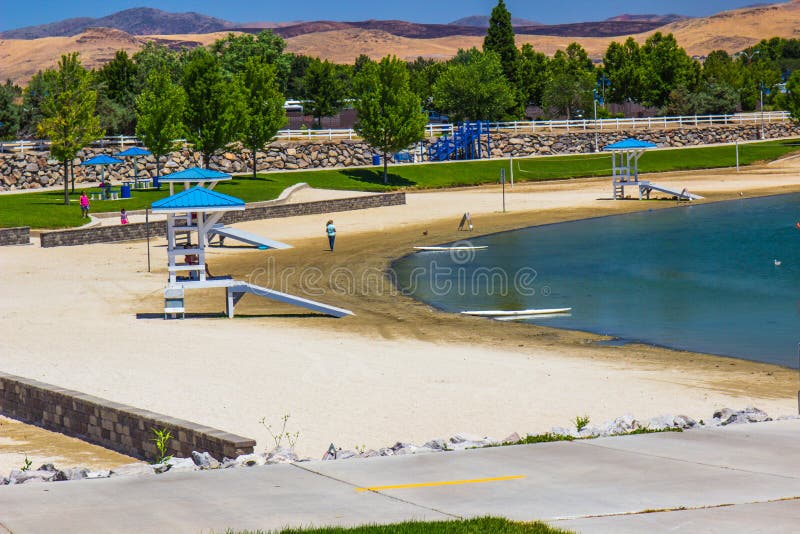 Empty Beach at Local Marina Editorial Photography - Image of mountains ...