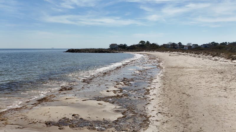 An Empty Beach with Lots of Water on it and a Path Stock Image - Image ...