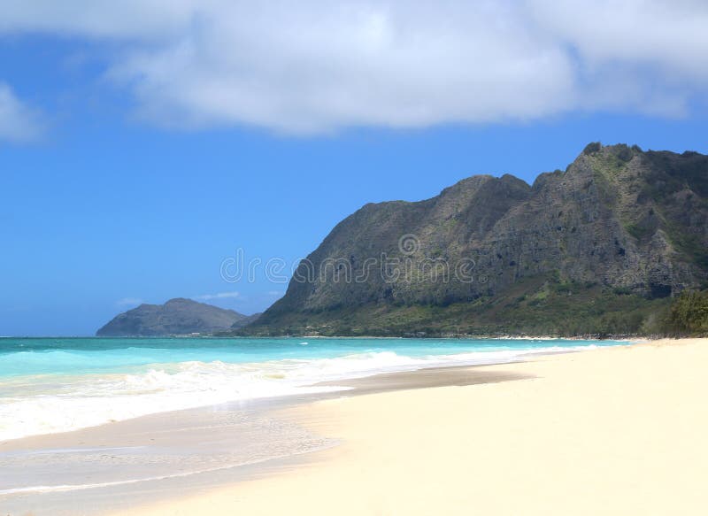 An Empty Beach Scene in Hawaii Stock Photo - Image of clouds, blue ...
