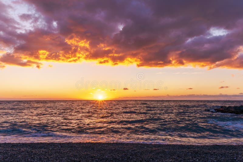 Empty Beach with Surf during Beautiful Sunrise or Sunset with Surf ...