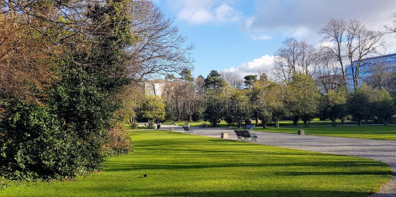 Calm and Beautiful Park in Central Dublin, Ireland Stock Image - Image ...