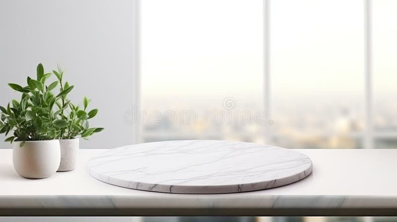 Empty Beautiful Round Marble Tabletop Counter Mock Up, Interior of ...
