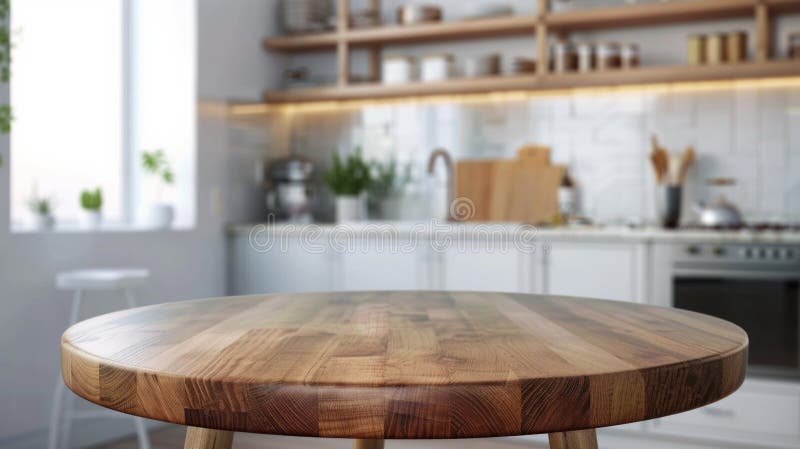Empty Beautiful Round Wood Tabletop Counter on Interior in Clean and ...
