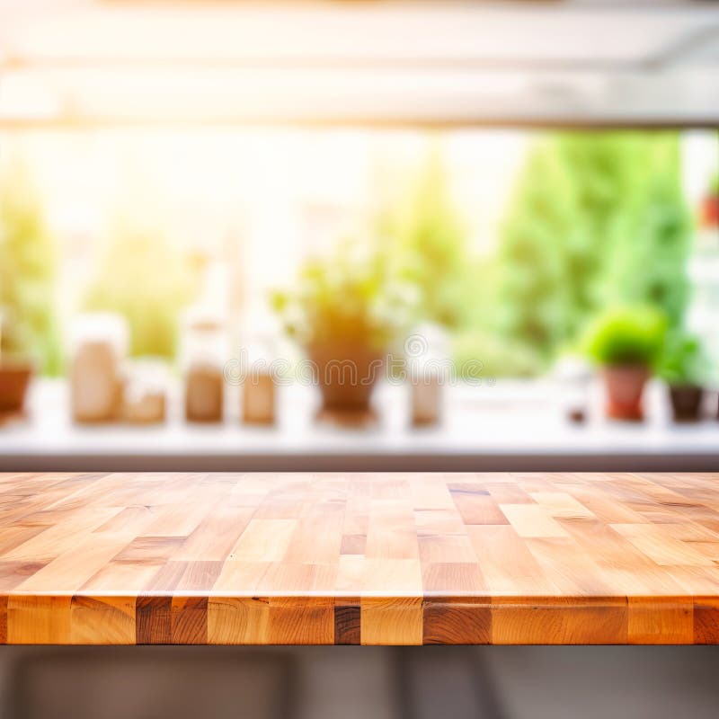 Empty Beautiful Wood Table Top Counter and Blur Stock Photo - Image of ...