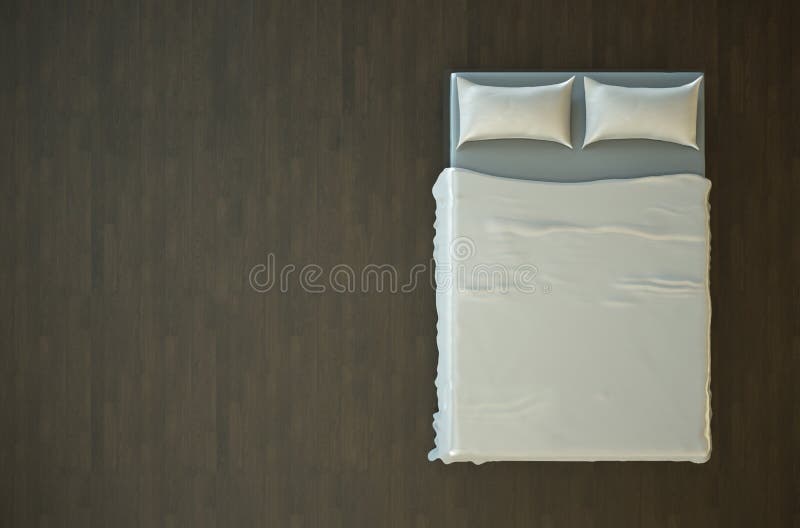White Bed in Empty Space Isolated on White, Render Stock Photo - Image ...
