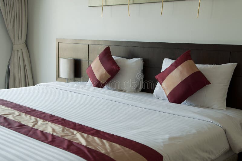 Empty bed. stock photo. Image of household, fabric, design - 33591714