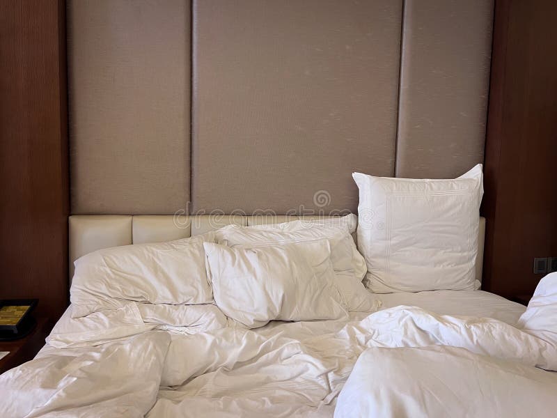 Empty Bed and Unmade at the Hotel Stock Photo - Image of moment, kicked ...
