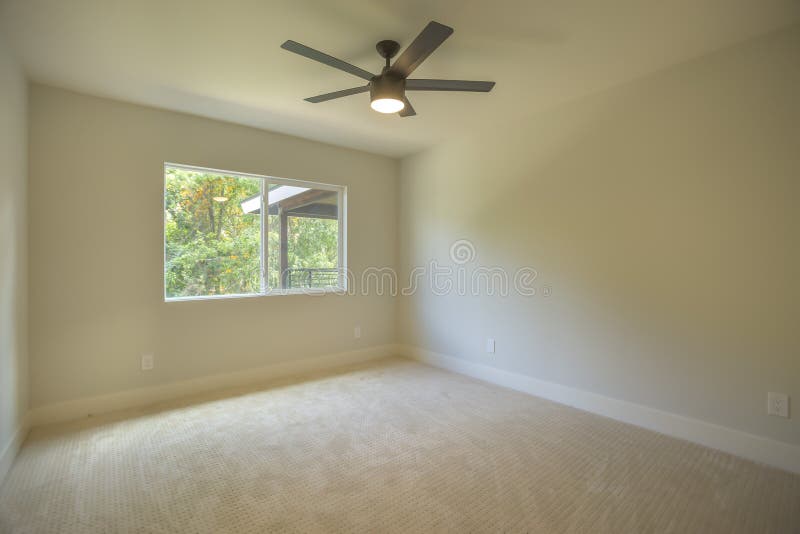 Empty Bedroom with Carpet and Ceiling Fan Stock Image - Image of ...