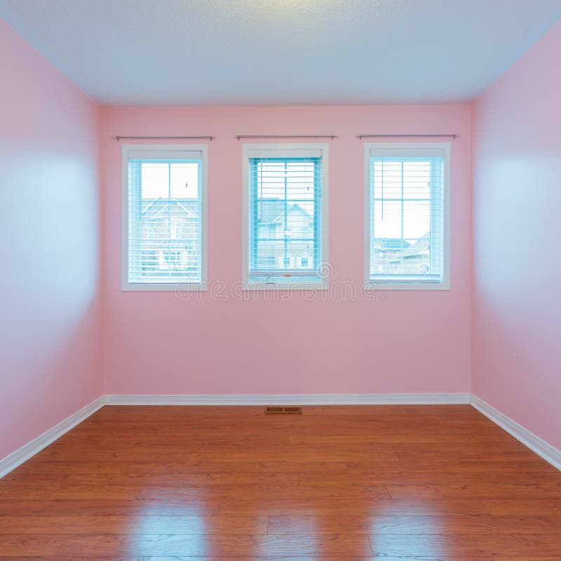 Empty Bedroom in Pink Color Stock Image - Image of illuminated, indoors ...