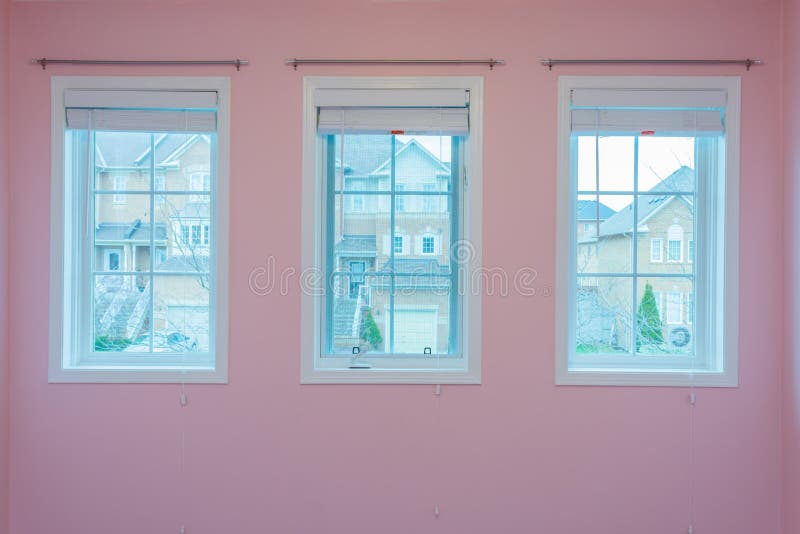 Empty Bedroom in Pink Color Stock Photo - Image of architecture, decor ...