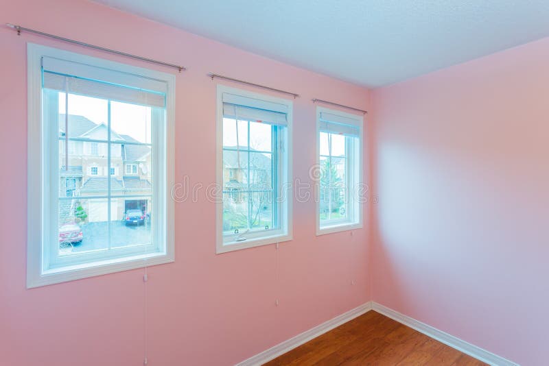 Empty Bedroom in Pink Color Stock Photo - Image of house, living: 62766010