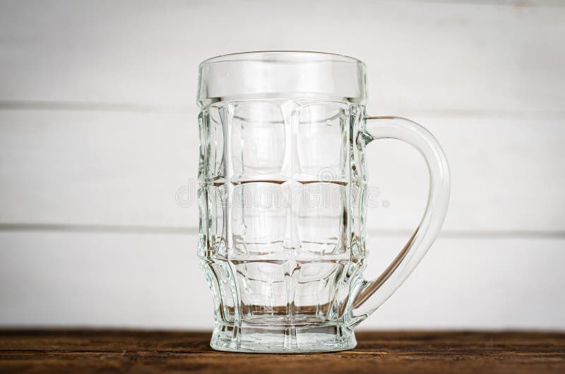 Empty Beer Pint, Mug on Wooden Table. Close Up Stock Image - Image of ...