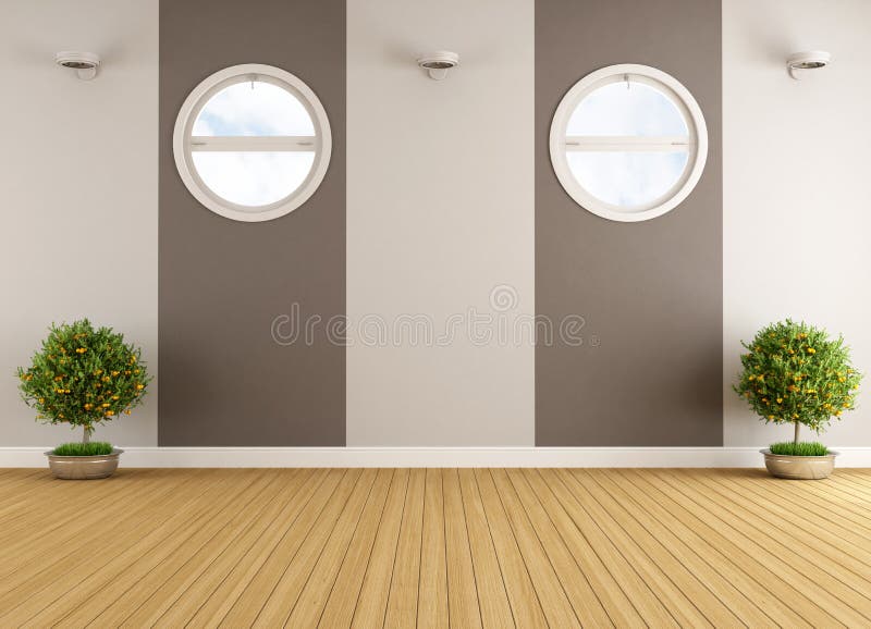 Empty Beige and Brown Interior Stock Illustration - Illustration of ...
