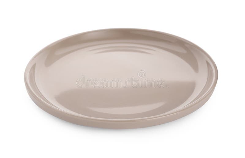 Empty Beige Ceramic Plate Isolated on White Stock Image - Image of ...