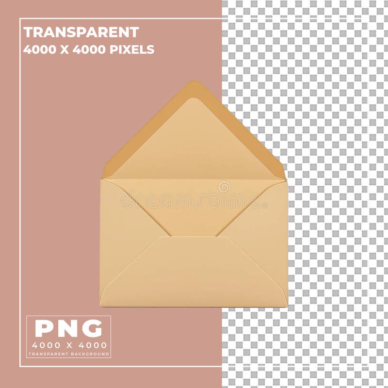 Empty Beige Envelope Ready for Mail on Transparent Background Stock ...