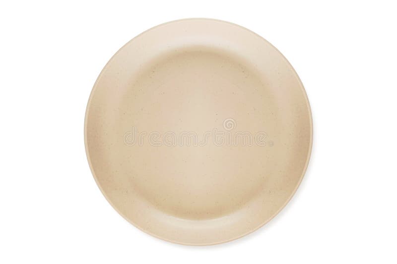 Empty Beige Round Plate Isolated on White Background, Top View. Stock ...