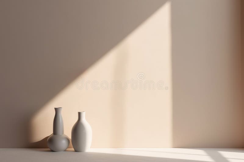 Empty Beige Stucco Wall with Shadows, Suitable for Product Presentation ...