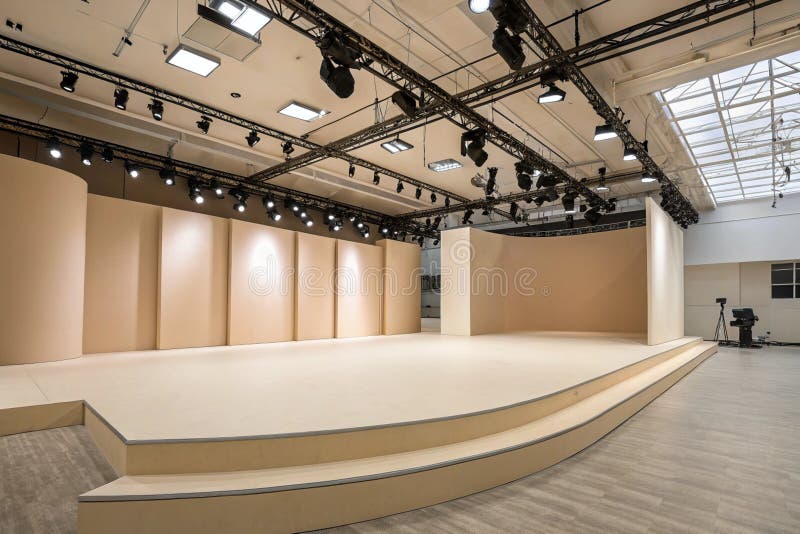 Empty Beige Studio Room Background. Abstract Studio Room Platform ...