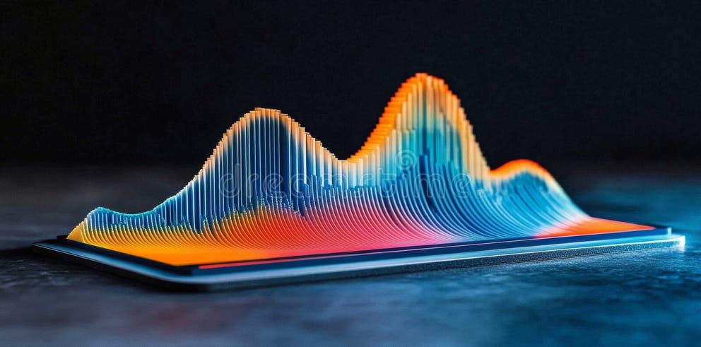 An Empty Bell Curve Graph Illuminated on a Dark Background Highlights ...