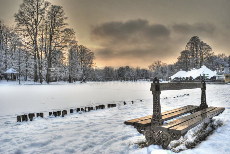 Empty bench stock image. Image of romanescu, snow, winter - 22069751