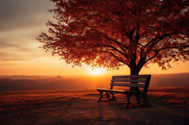 Empty Bench in Autumn Park, Fall Landscape, Generative AI Stock ...