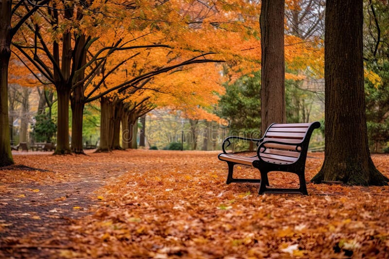 A Park Bench Sitting in the Middle of a Forest Stock Illustration ...