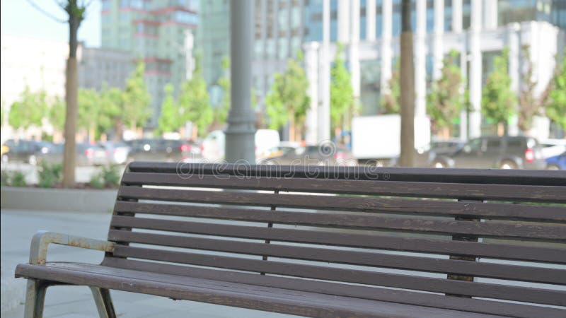 Empty Bench Near Road in Morning Stock Photo - Image of businessman ...