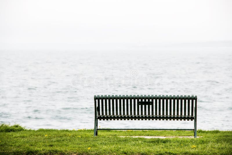 Empty Bench with an Ocean View Stock Image - Image of relax, newport ...