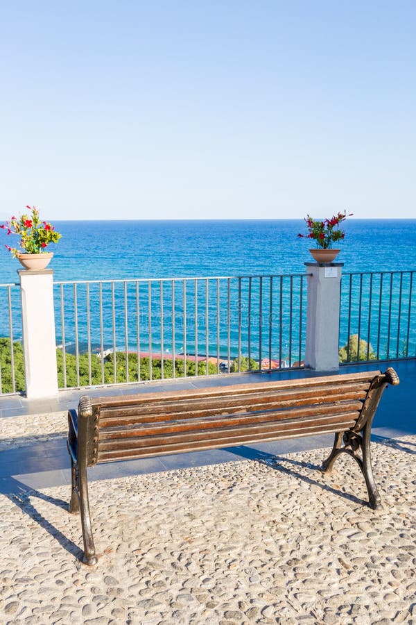 Empty Bench Overlooking the Sea Stock Photo - Image of calmness, bench ...