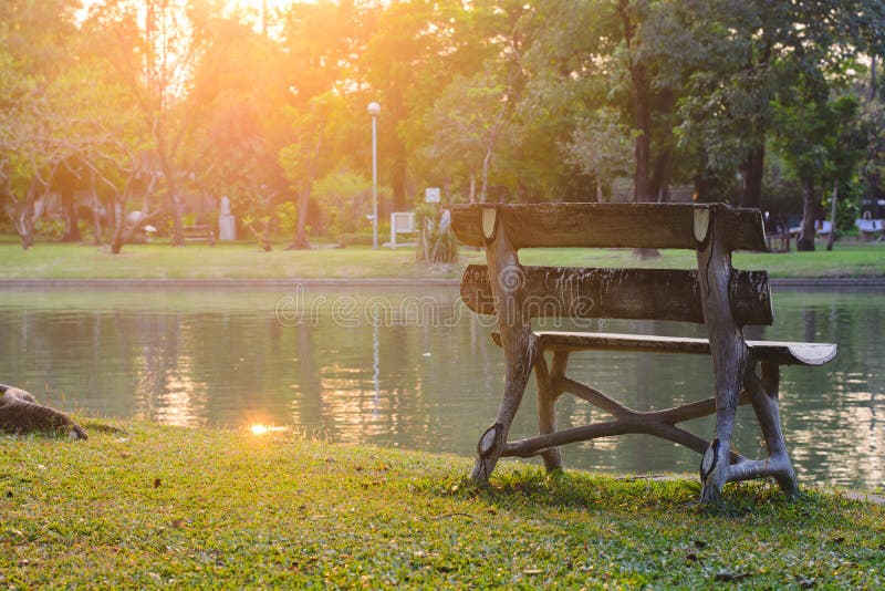 Empty bench in the park. stock photo. Image of outdoor - 114520364