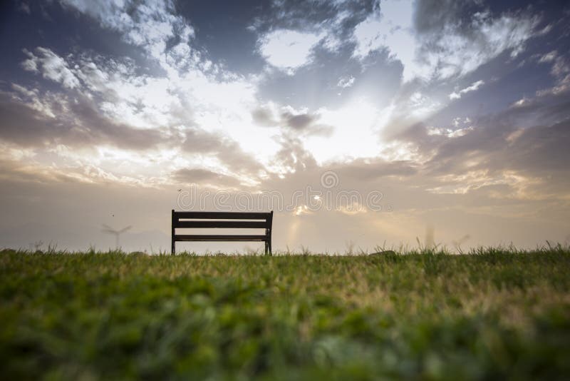 Empty Bench stock image. Image of rays, solitude, remote - 46658117