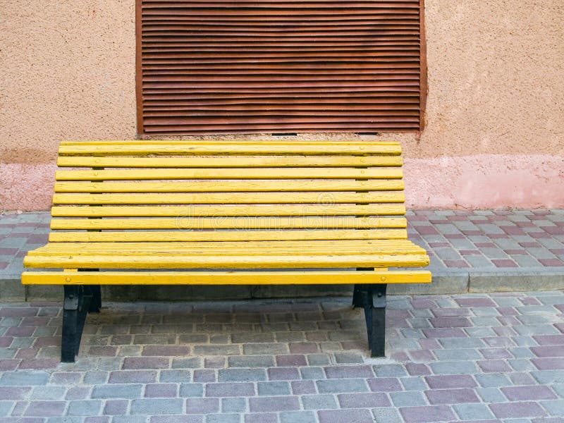 Empty Bench in the Street Outside. Urban Background Stock Photo - Image ...